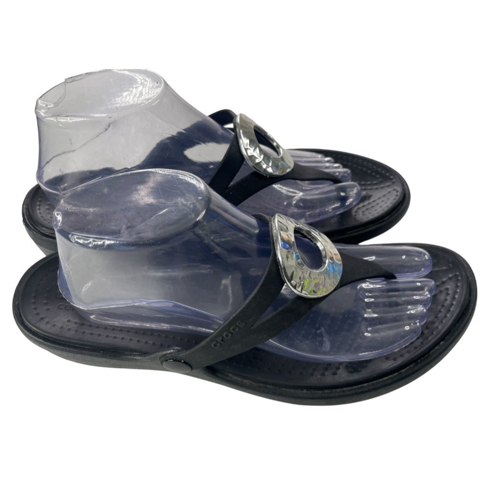 Crocs Women's Sanrah Circle Black Eva Flip Flop Thong… - Gem